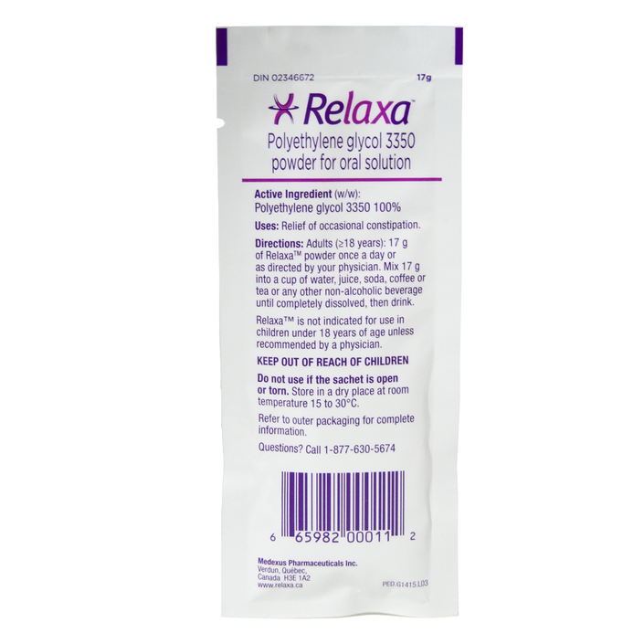 Relaxa - Polyethylene Glycol 3350 1 Pack | 17 g – White Cross E-Store