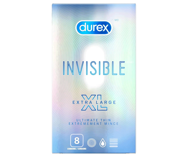 Durex - Invisible Ultimate Thin, XL | 8 Condoms – White Cross E-Store