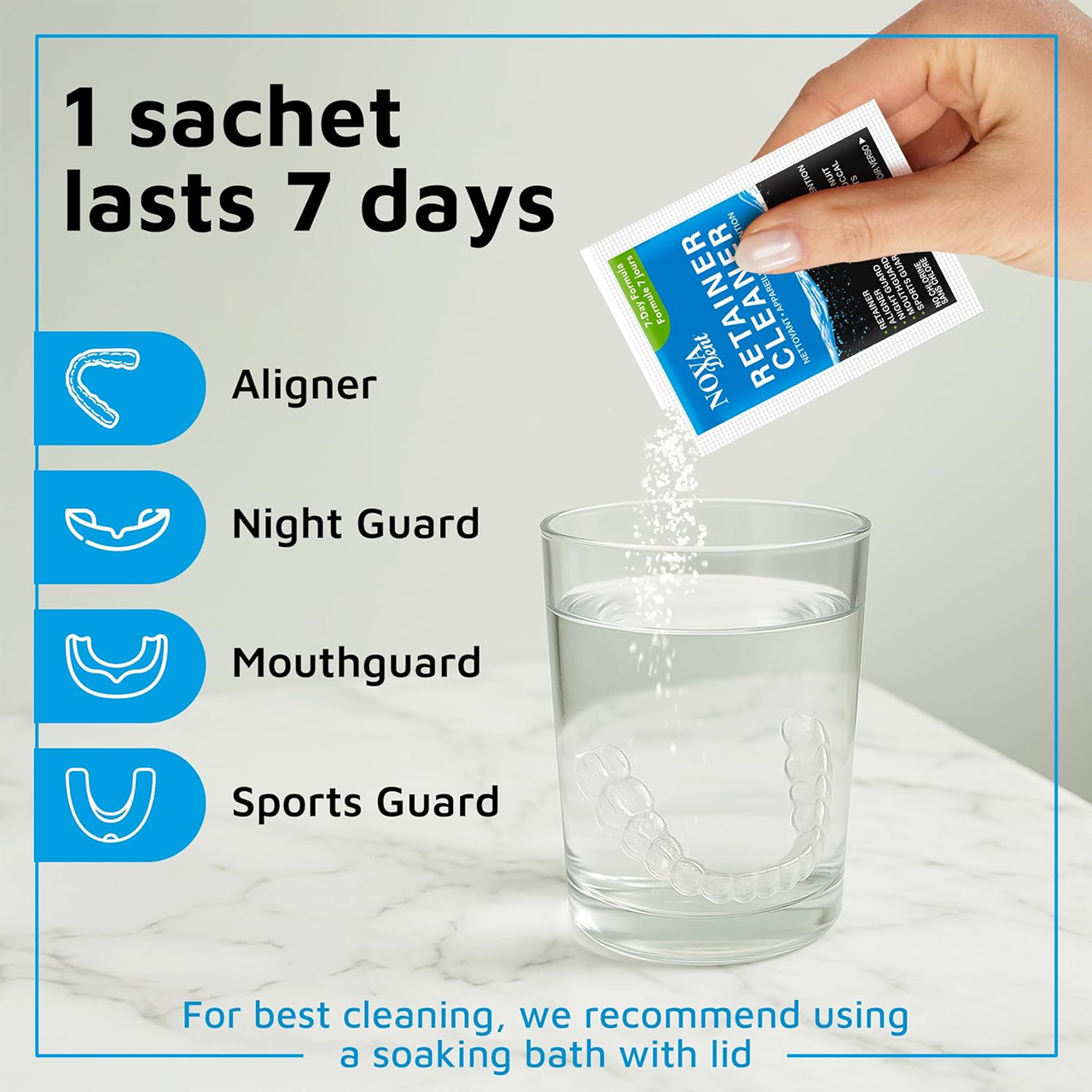 Nova Dent - Retainer Cleaner Crystals 7-Day Formula | 12 x 5 g – White ...