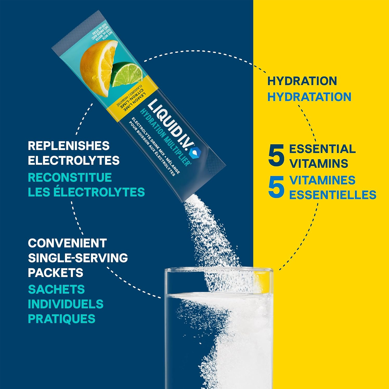 LIQUID IV - Electrolyte Drink Mix, Lemon Lime | 3 Count – White Cross E ...