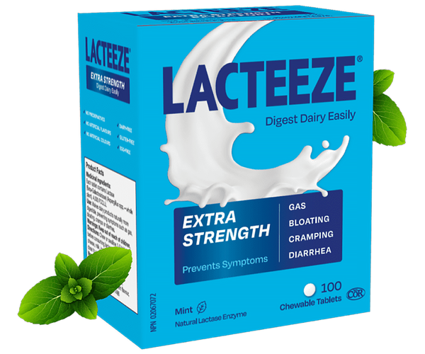 Lacteeze - Extra Strength Lactase Enzyme, Mint Flavour | 100 Chewable ...