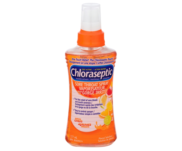 Chloraseptic - Sore Throat Spray, Citrus Flavour | 177 mL – White Cross ...