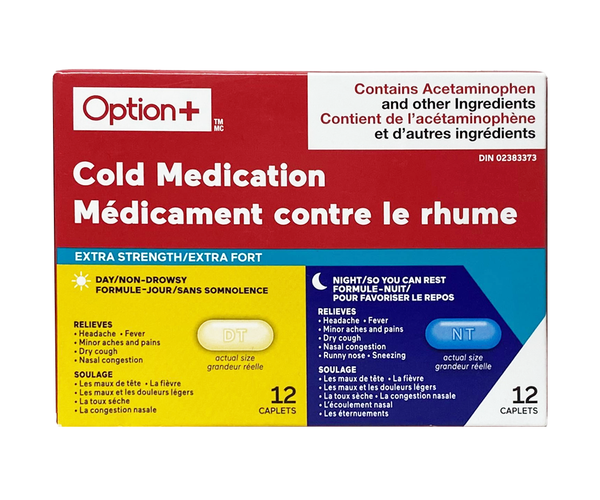 Option+ Cold Medication, Extra Strength | 12 Daytime + 12 Nighttime Ca ...