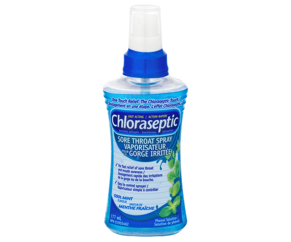 Chloraseptic - Sore Throat Spray, Cool Mint Flavour | 177 ml – White ...