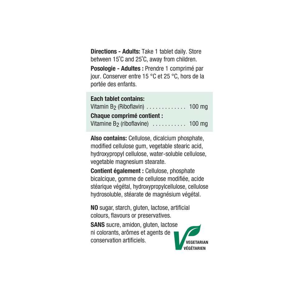 Jamieson - Vitamin B2, 100 mg | 100 Tablets – White Cross E-Store
