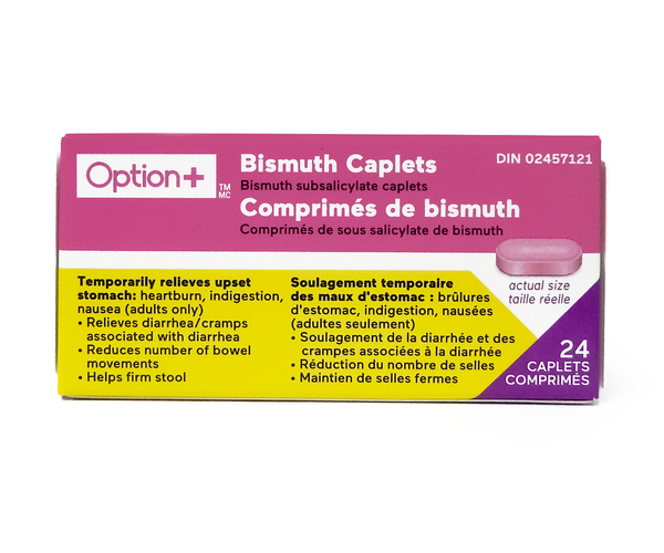 Option+ Bismuth 262 mg | 24 Caplets – White Cross E-Store