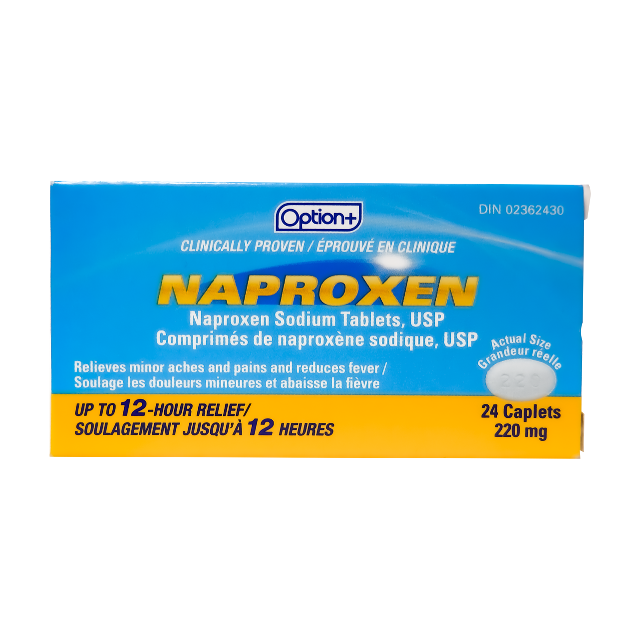 Option+ Naproxen Sodium Tablets USP 220 MG - 12HR | 24 Caps – White ...