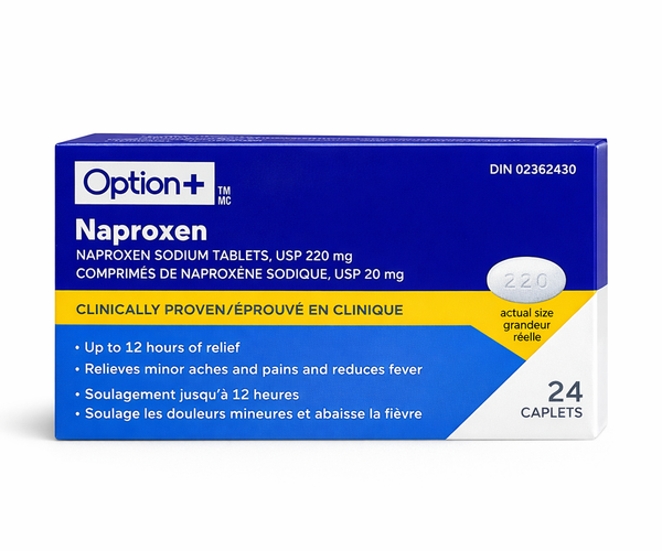 Option+ Naproxen Sodium Tablets USP 220 mg | 24 Caps – White Cross E-Store