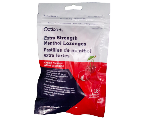 Option+ Extra Strength Menthol Lozenges, Cherry | 18 Lozenges – White ...