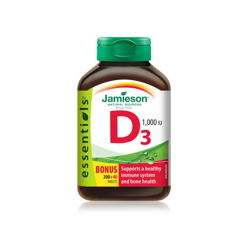 Jamieson - Vitamin D3, 1000 IU | 200 + 40 Tablets – White Cross E-Store