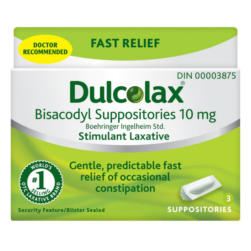 Dulcolax - Bisacodyl Suppositories 10 mg | 3 Suppositories – White ...