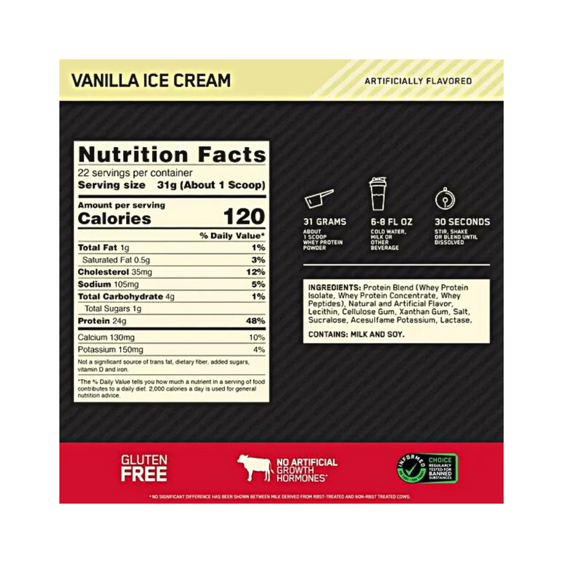 Optimum Nutrition - Gold Standard 100% Whey Protein Powder - Vanilla I ...
