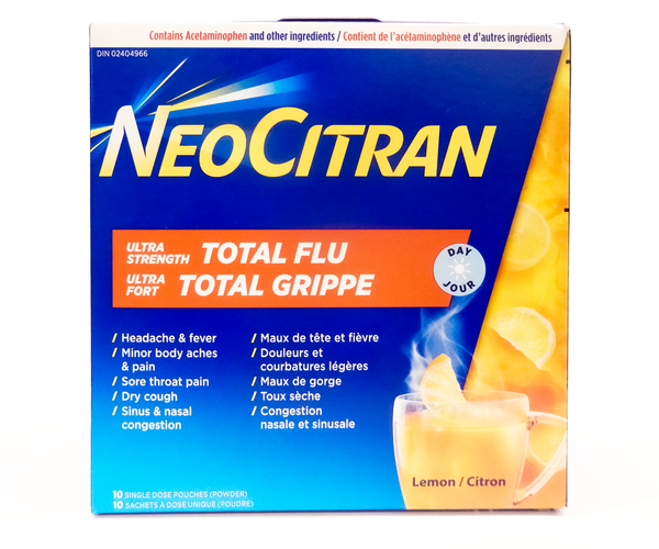 NeoCitran - Total Flu Non-Drowsy Ultra Strength - Lemon | 10 Pouches ...