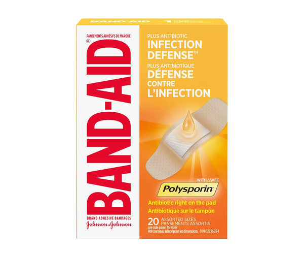 BAND-AID Plus Antibiotic 2-In-1 with Polysporin Bandages - Assorted Si ...