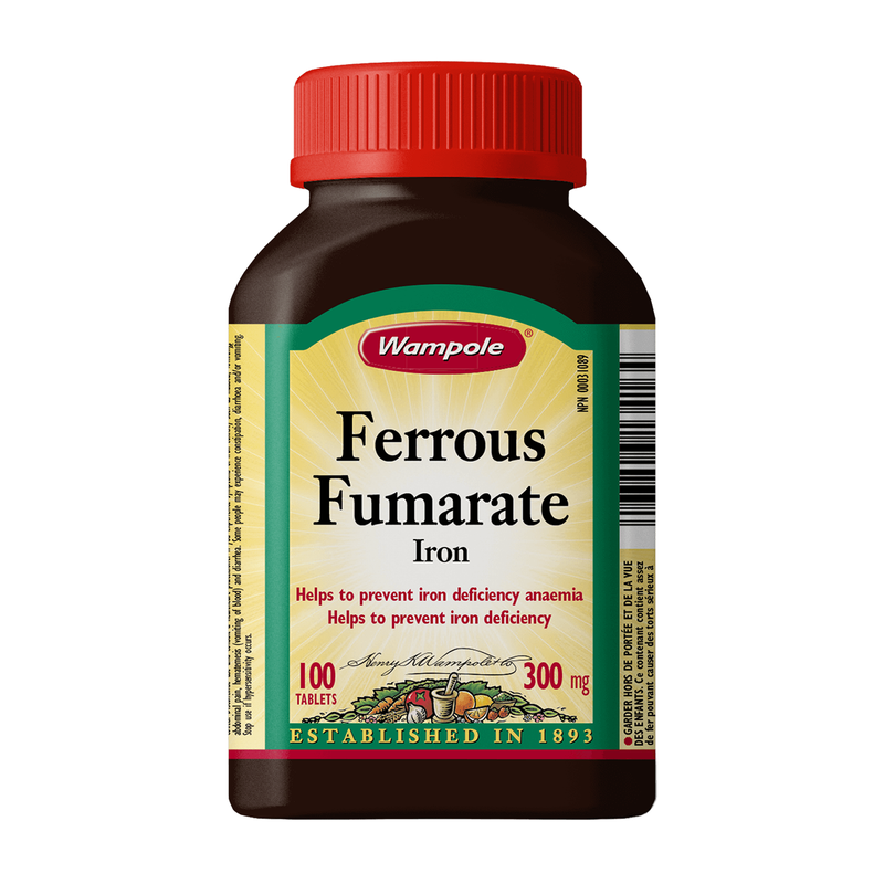 Wampole - Ferrous Fumarate Iron 300MG | 100 Tablets – White Cross E-Store