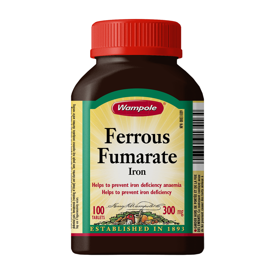 Wampole - Ferrous Fumarate Iron 300MG | 100 Tablets – White Cross E-Store