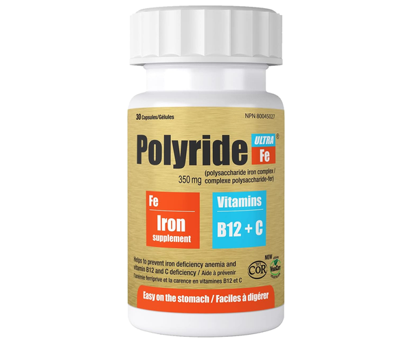 Polyride Ultra Fe - Iron + Vitamins B12 + C | 30 Capsules – White Cross ...
