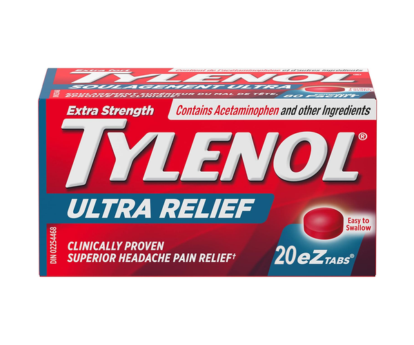 Tylenol Ultra Relief Acetaminophen 500 mg + Caffeine 65 mg | 20 eZ tab ...