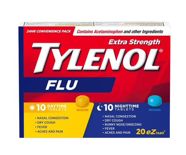 Tylenol Extra Strength Flu Relief Tablets | 10 Daytime Tablets + 10 Ni ...