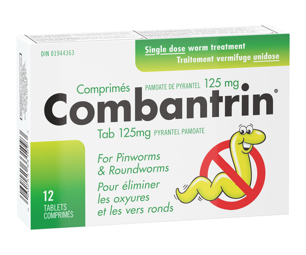 Combantrin - Single Dose Worm Treatment 125 mg | 12 Tablets – White ...