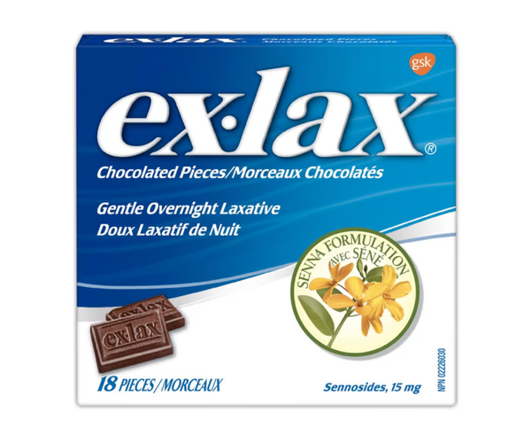 Ex-Lax - Gentle Overnight Laxative Chocolate Tablets 15 mg | 18 Tablet ...