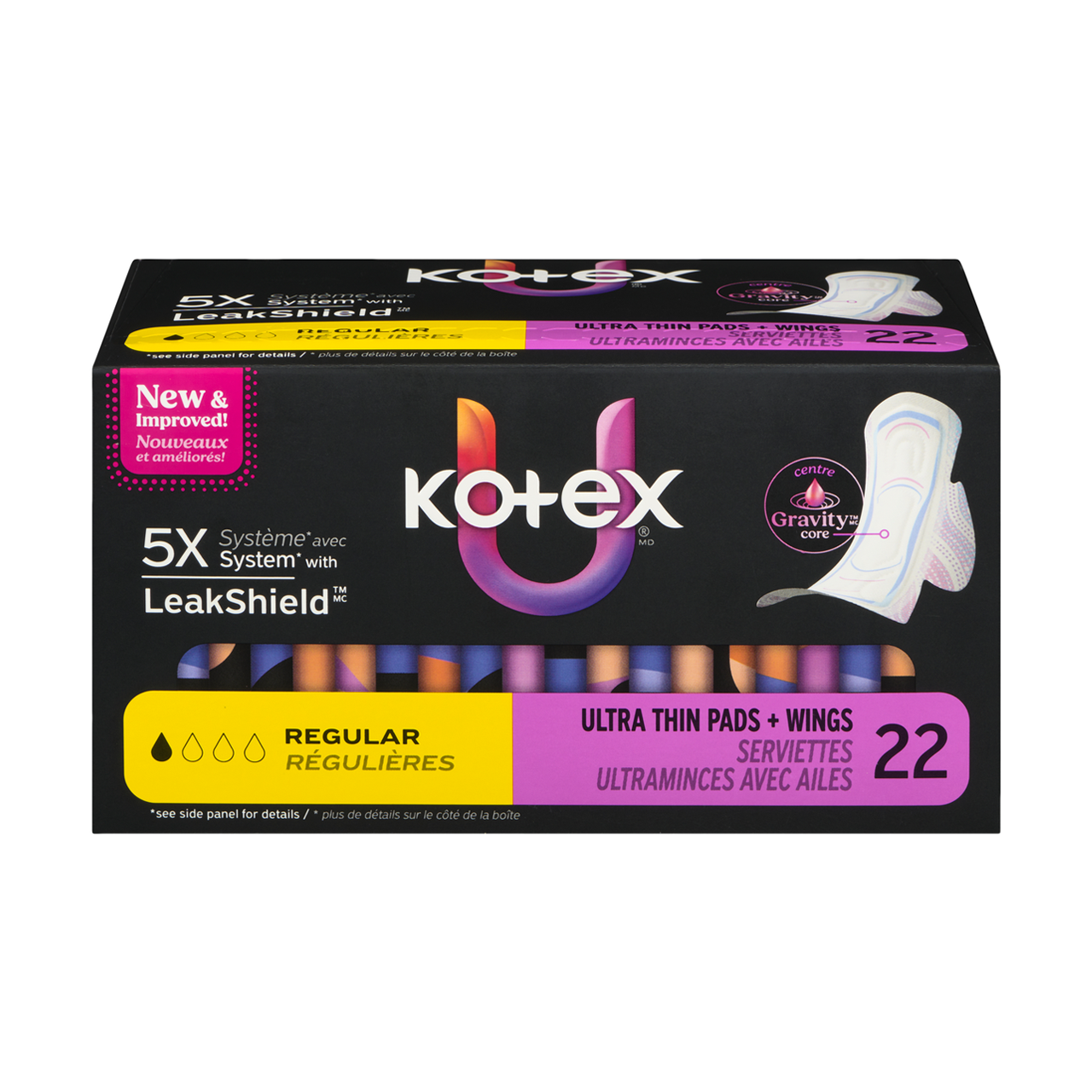 U by Kotex - Ultra Thin Pads with Wings, Regular | 22 Pads – White ...