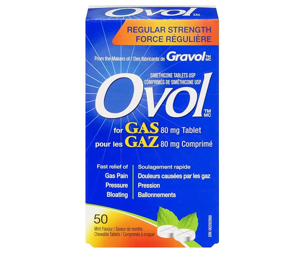 Ovol - Mint Flavour Chewable Tablets For Gas, Regular Strength | 50 Ta ...