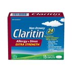 Claritin - Non-Drowsy Extra Strength 24H Allergy + Sinus Caplets | 15 ...