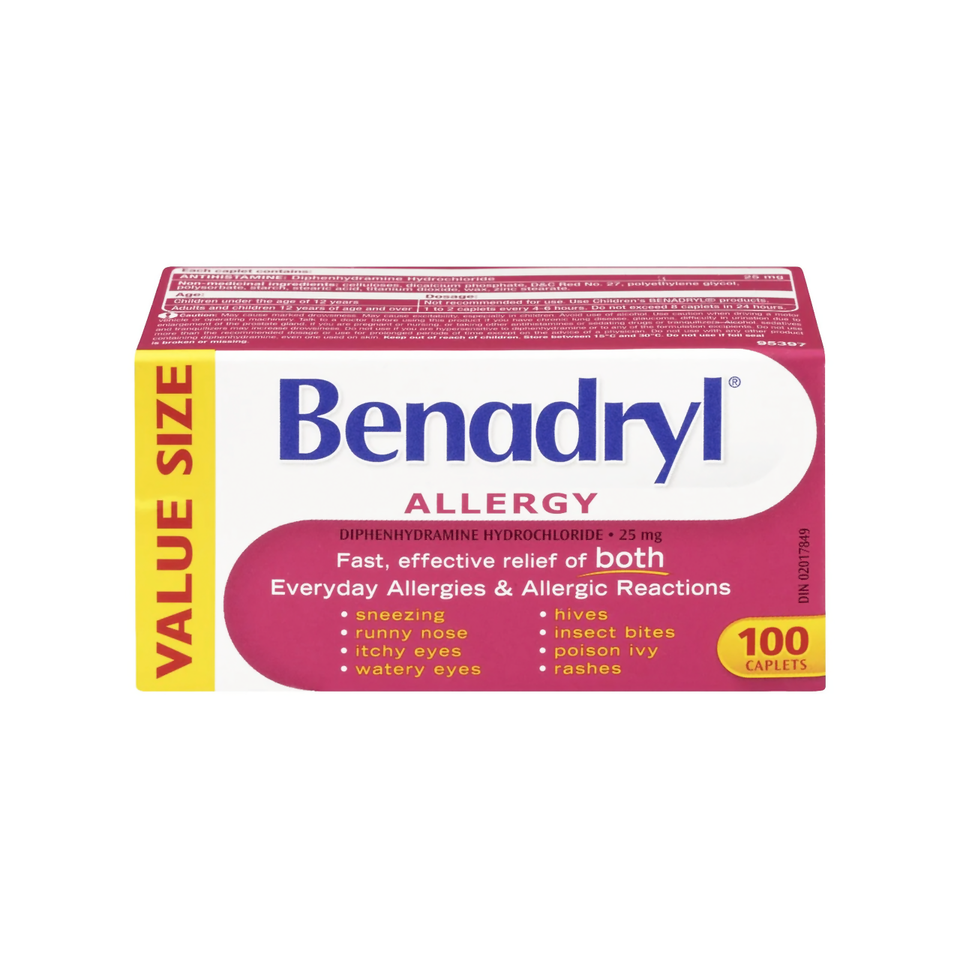 Benadryl - Allergy Relief | 100 Caps – White Cross E-Store