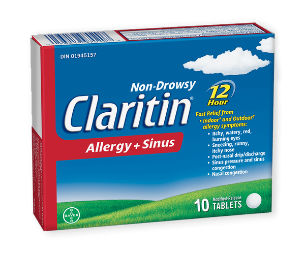 Claritin - Non-Drowsy 12H Allergy + Sinus Relief Tablets | 10 Tablets ...