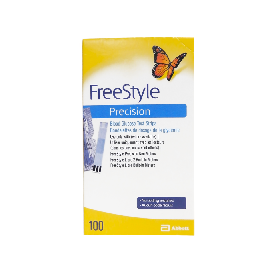 Freestyle - Precision - Blood Glucose Test Strips | 100 Strips – White ...